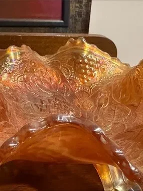 Art | Iridescent Orange Carnival Glass Decorative Bowl | Poshmark